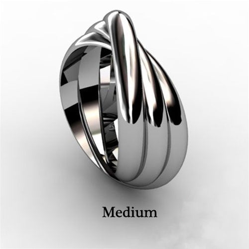 14K Solid White Gold 3 Band Rolling Ring - 3B3W – Puzzle Ring Store