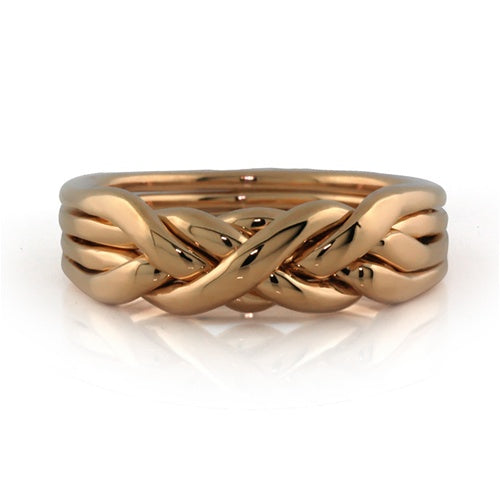 Solid 14K Gold 4-Band Heavy Men’s Puzzle Ring | MGR-4RG – Puzzle Ring Store